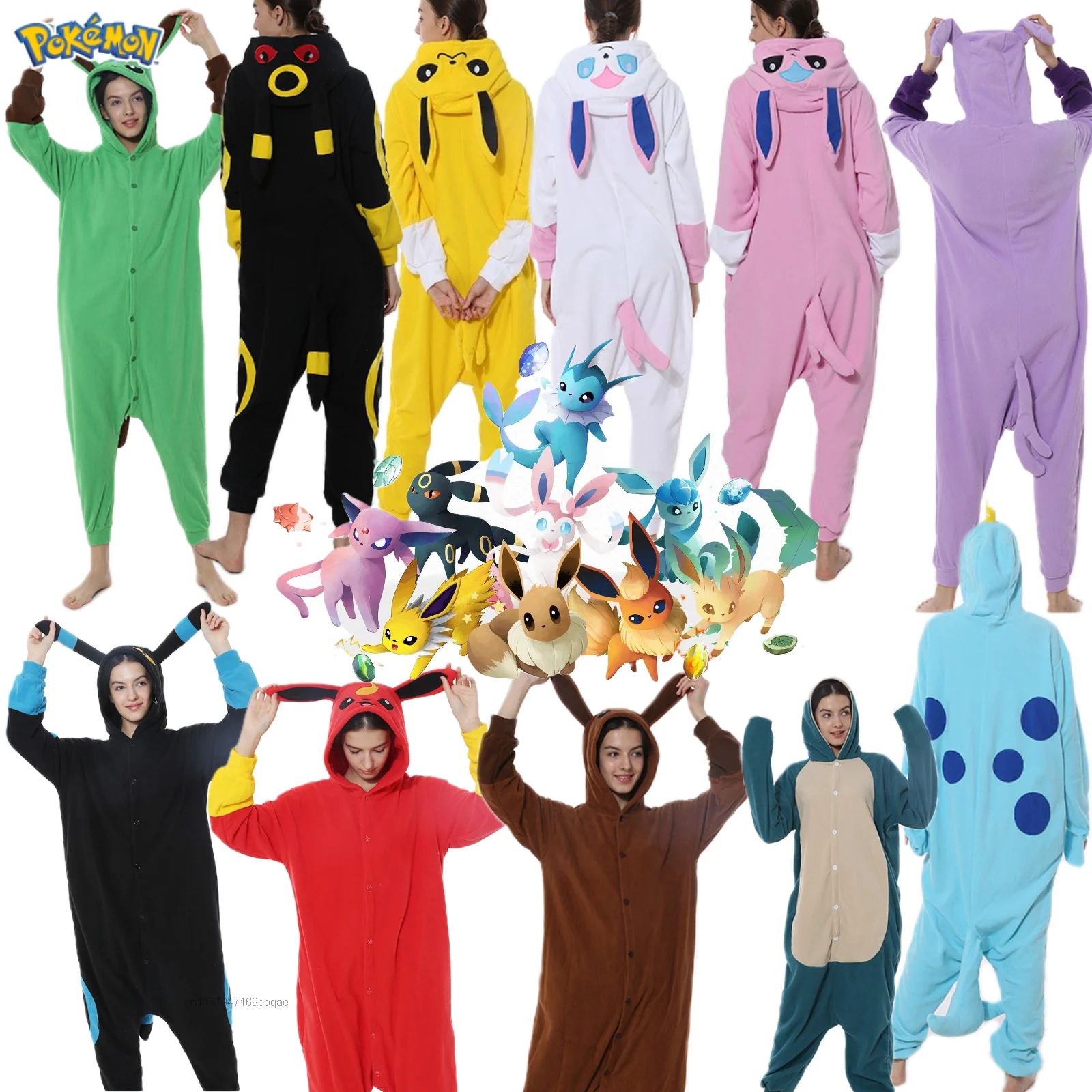 Traje de Cosplay de Pokémon, Conjunto de pijama de una pieza de lana de ...