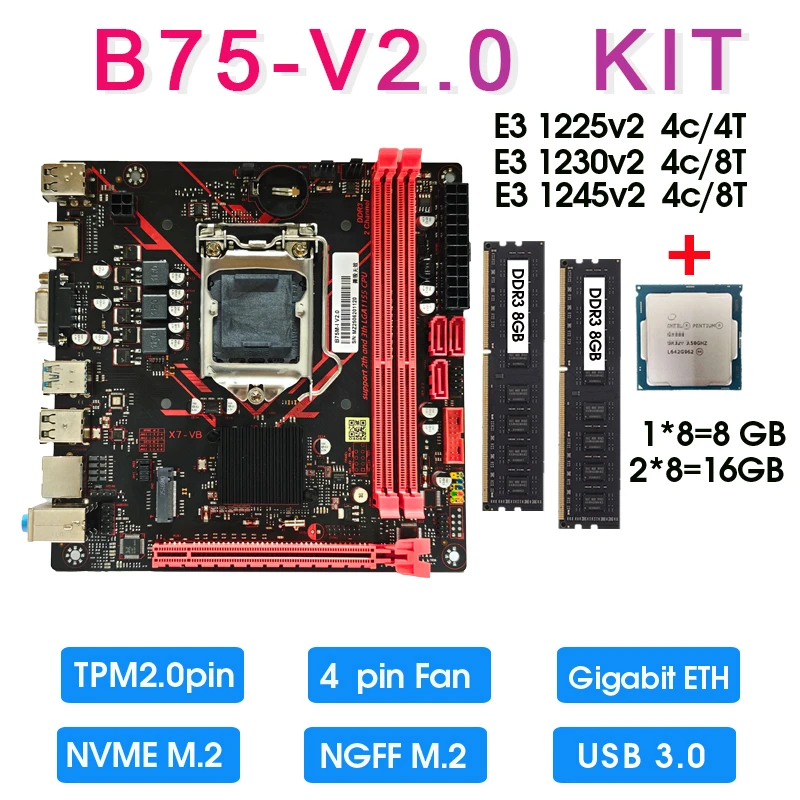 Kit de Placa Base Mini ITX B75 con CPU Xeon E3 1225 1230 1245 V2 y ...