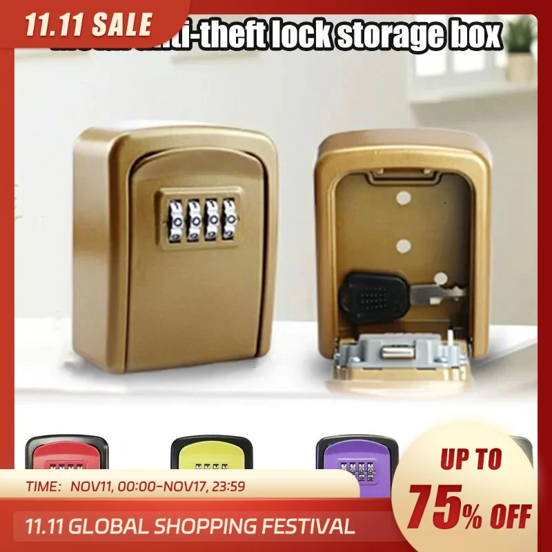 Mini-Key-Box-4-Digital-Combination-Password-Lock-Door-Metal-Outdoor ...