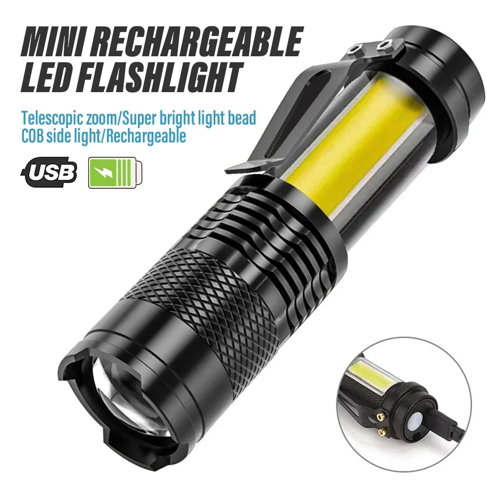 MINI-linternas-de-2000LM-con-bater-a-integrada-carga-USB-luz-LED-COB ...