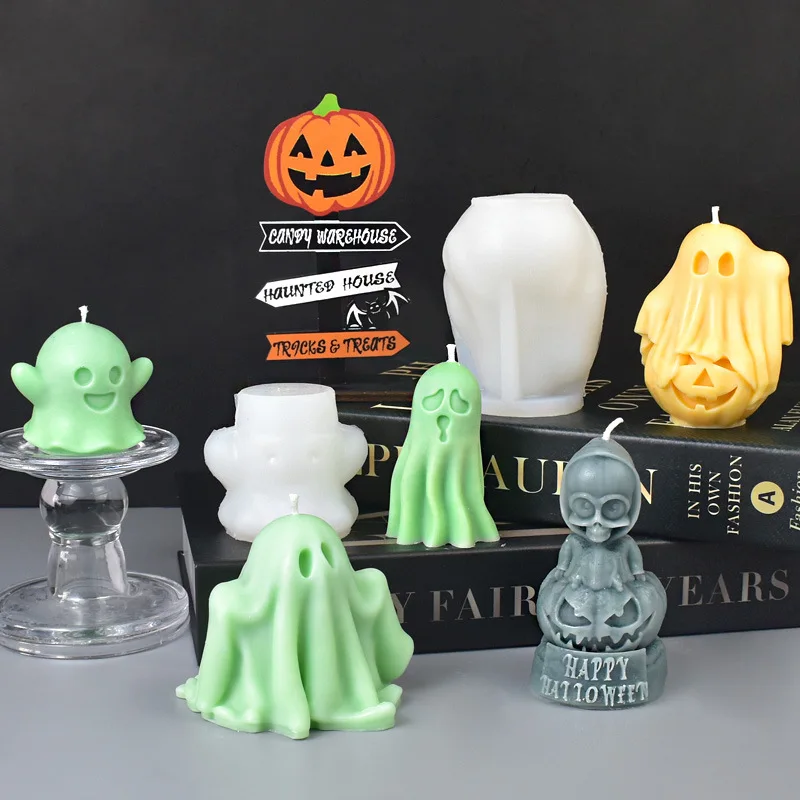 Ghost-Pumpkin-Halloween-Decor-Candle-Silicone-Mold-DIY-Handmade ...