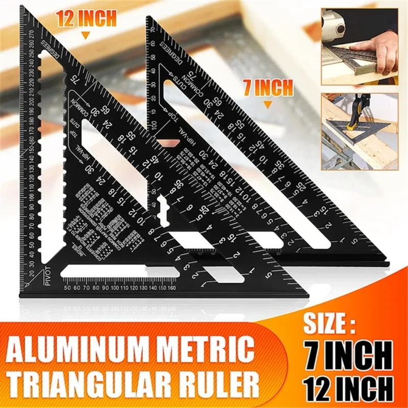 7-12inch-Metric-Aluminum-Alloy-Triangle-Angle-Ruler-Protractor ...