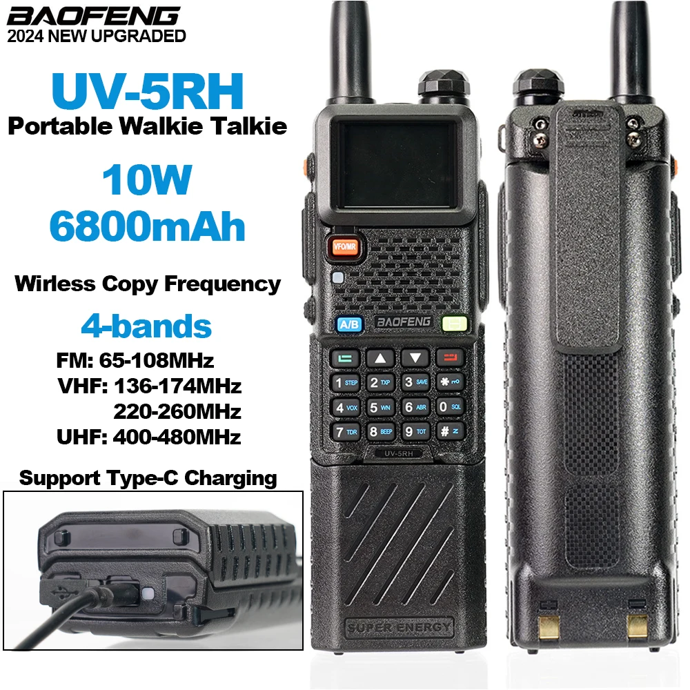 BAOFENG-UV-5RH-Walkie-Talkie-With-Upgraded-Battery-6800mAh-BF-UV5RH-Two ...