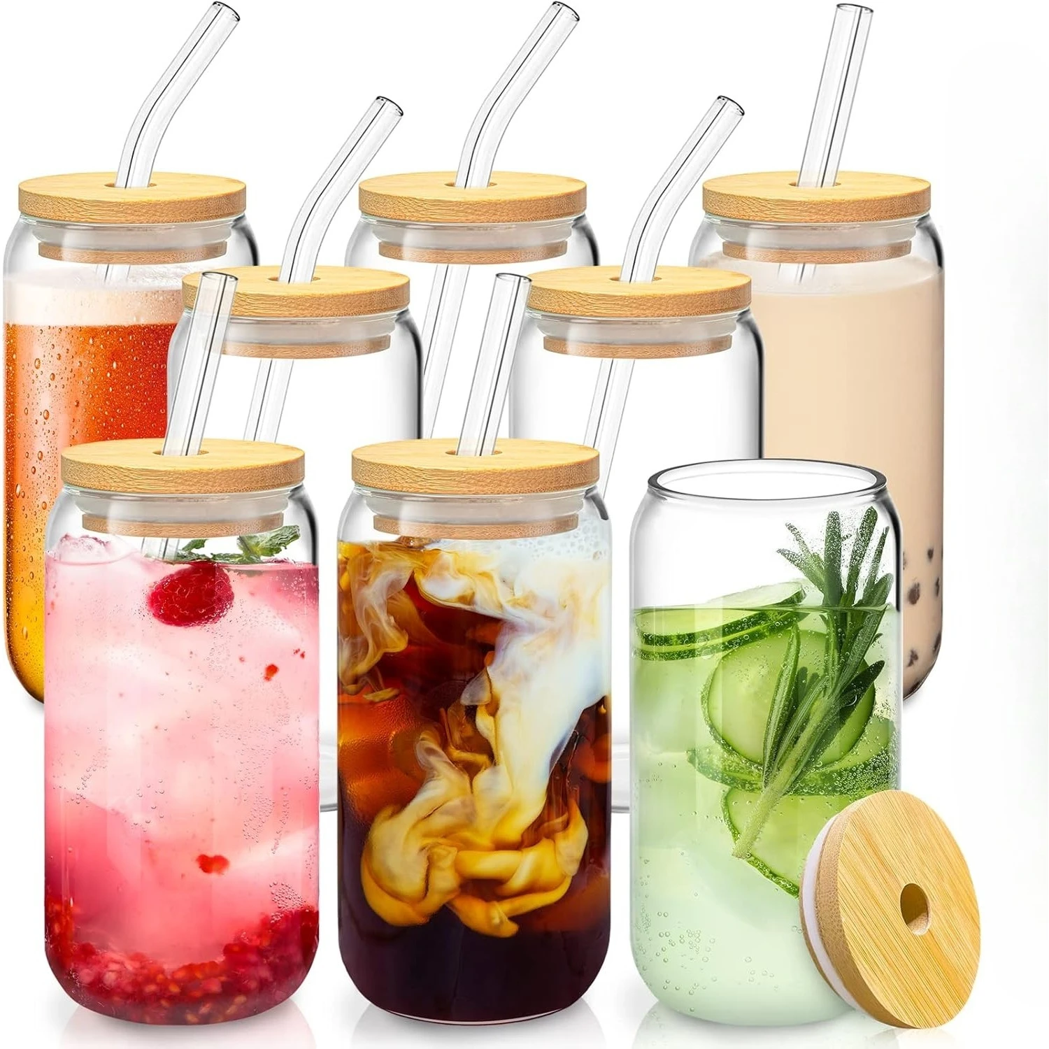Creative DIY Glass Tea Juice Milk Coffee Cup Glass Drinking Cup Bamboo ...