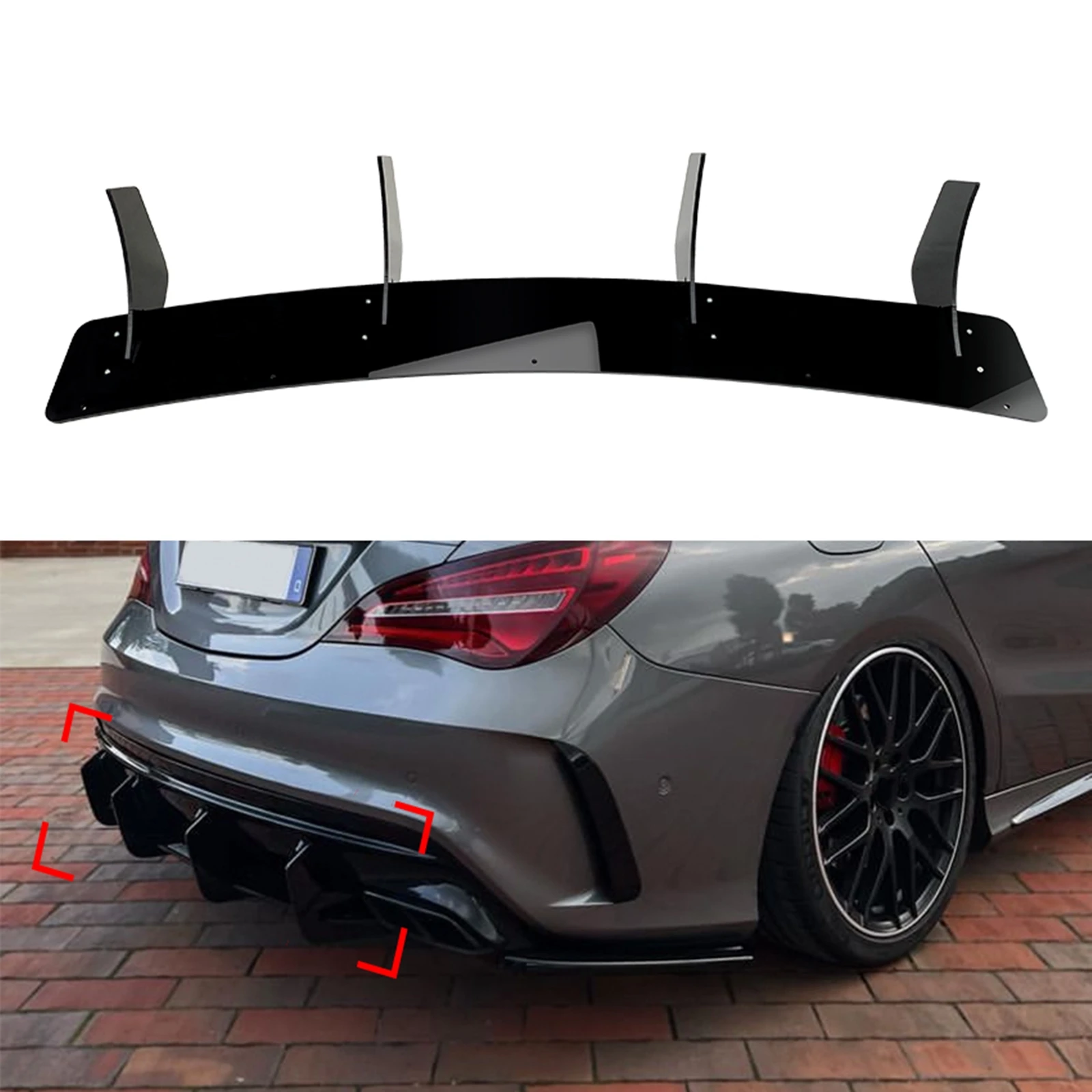 Rear Bumper Diffuser Splitter Spoiler Bracket Kit Trim For Mercedes ...