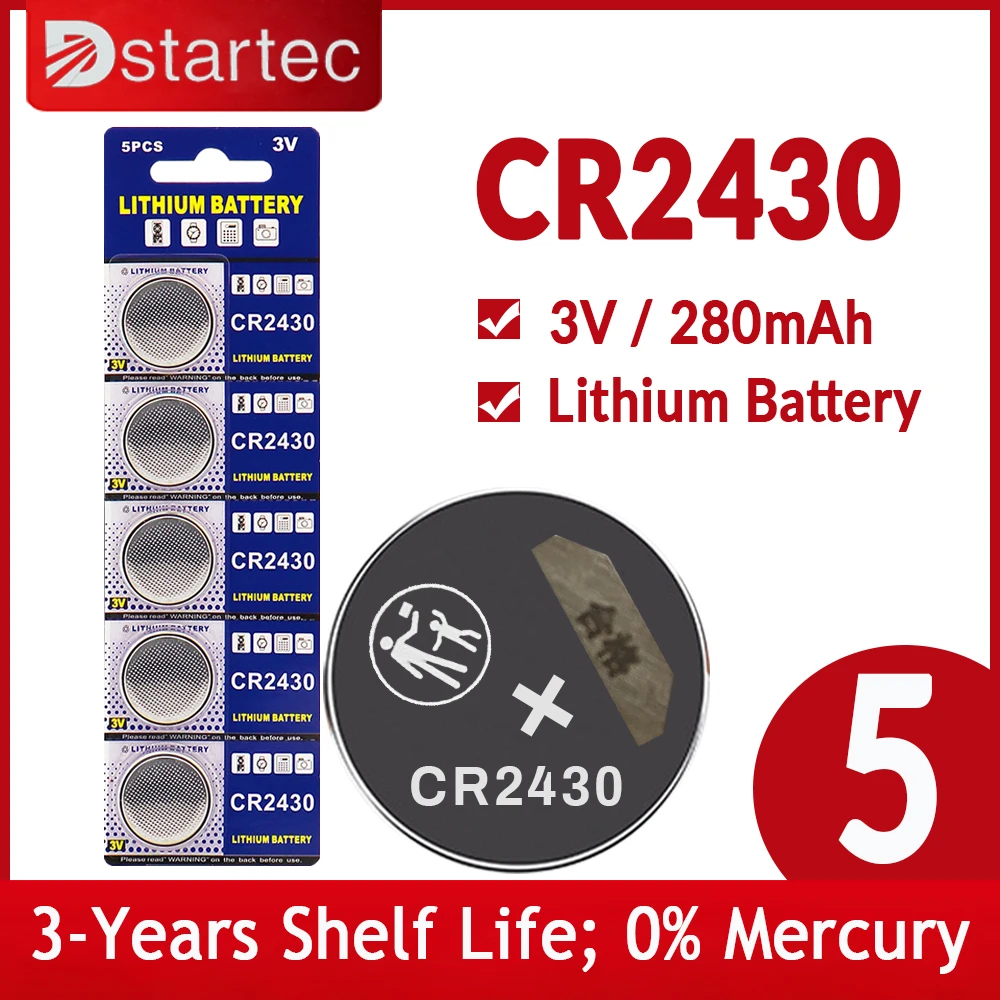 5pcs-pack-NEW-CR2430-3V-Lithium-Battery-CR-2430-DL2430-BR2430-Button ...