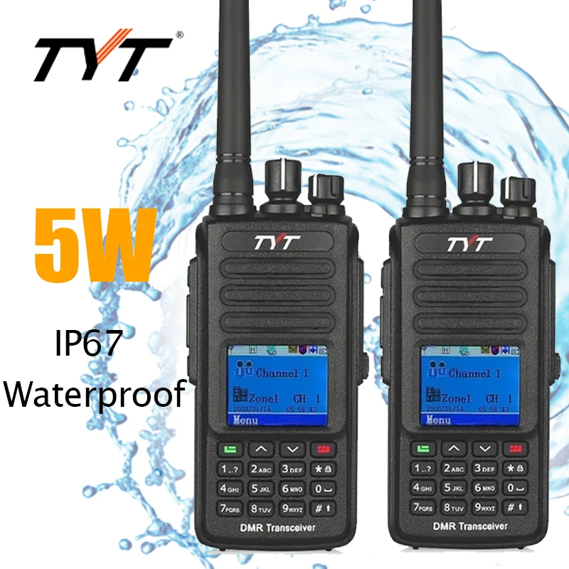 TYT MD-UV390 DMR Digital Walkie Talkie UV390 IP67 Waterproof Dual Band UV transceiver GPS ...