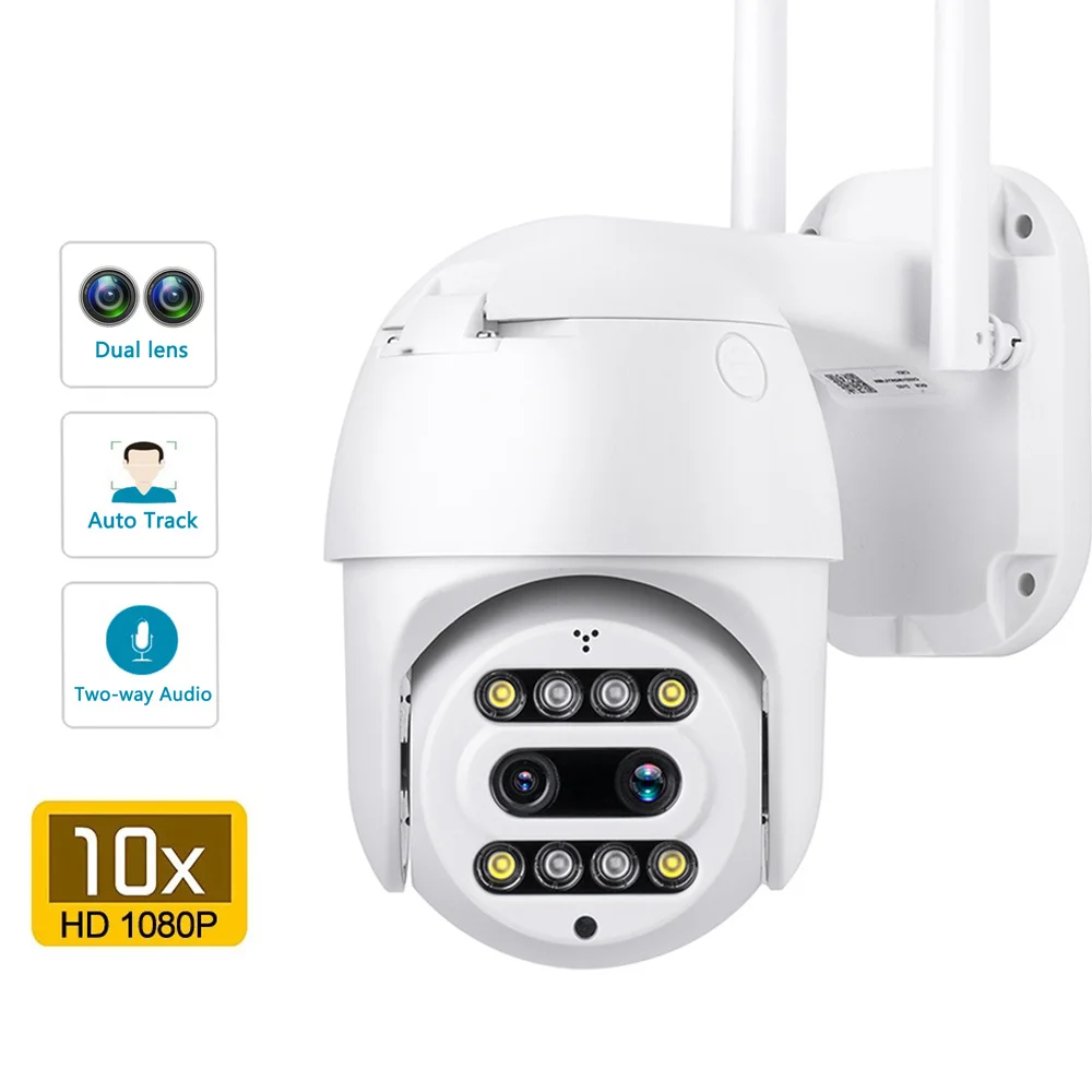 Outdoor 10X Zoom Dual Lens IP Camera WiFi 3MP Video Surveillance Night ...