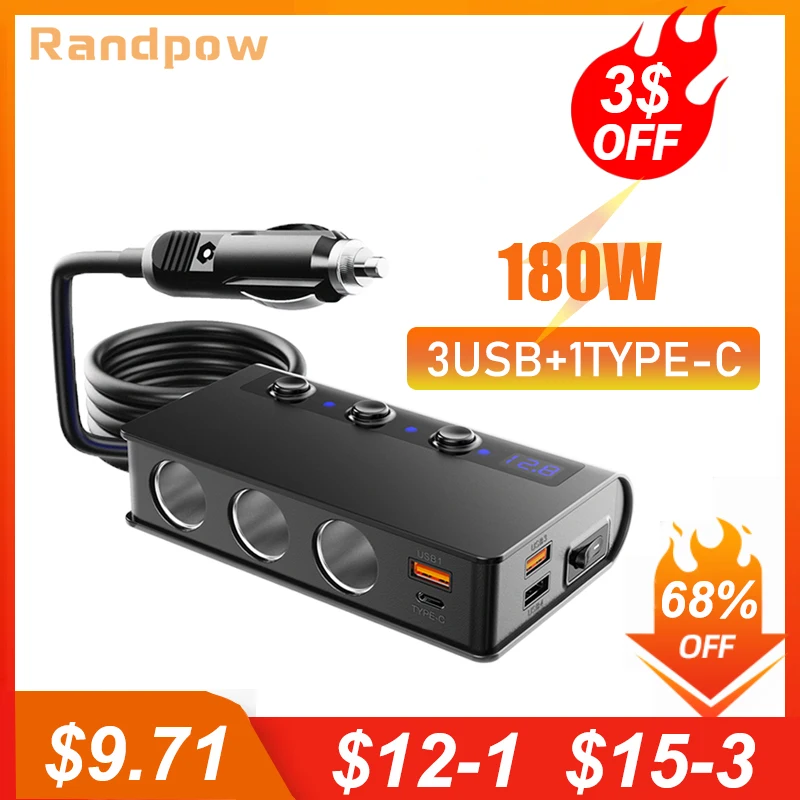 Rad POW cargador de coche QC3.0 con 4 puertos USB, adaptador de corriente automático para ...