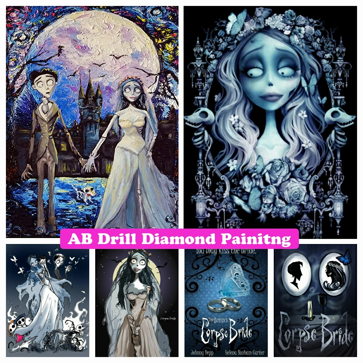 Corpse Bride 5D DIY AB Drills Diamond Painting Rhinestones Horror Movie ...