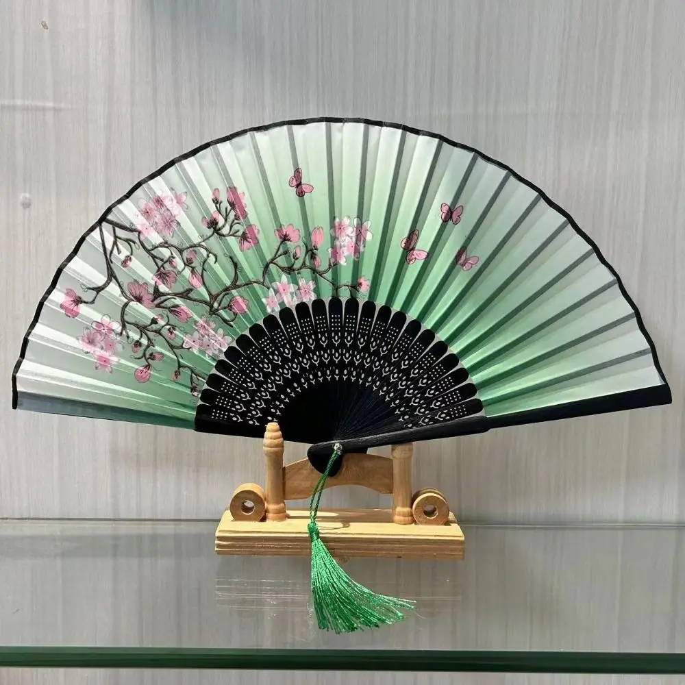Summer-Two-Green-Silk-Cloth-Folding-Fan-Chinese-Style-Hanfu-Folding-Fan ...