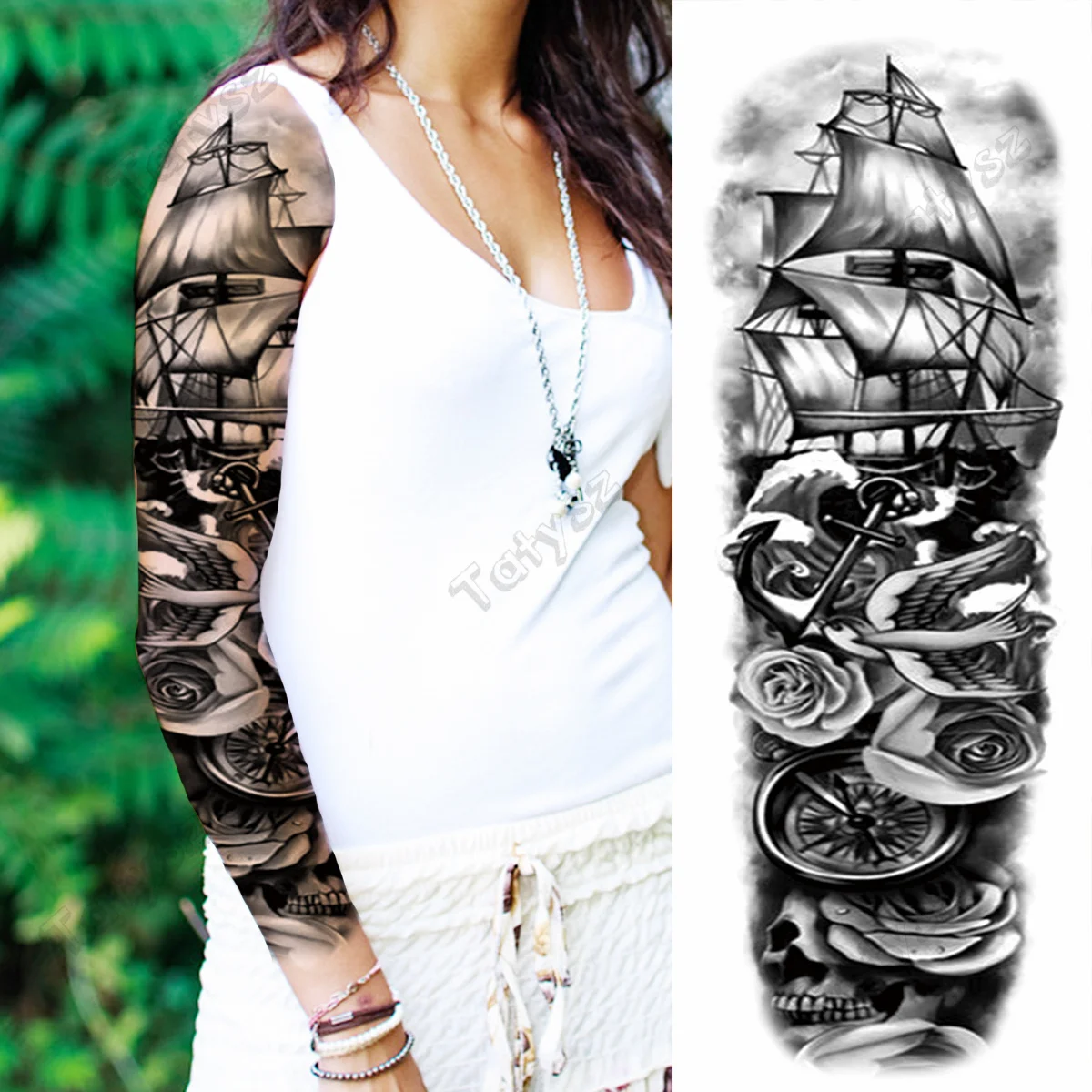 Pirate Ship Arm Tattoos