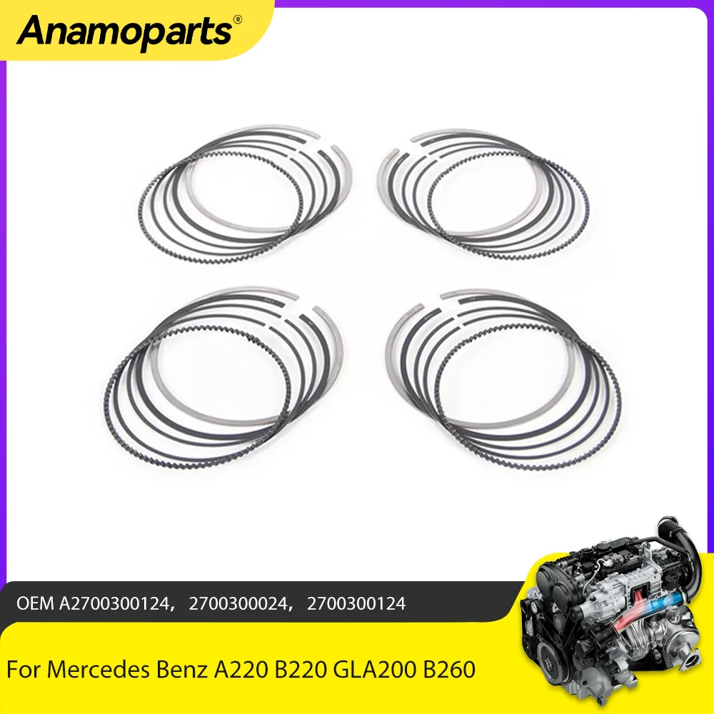 Engine Parts 4×Piston Rings Set Fit 1.6 L 2.0 L For Mercedes-Benz M270 ...
