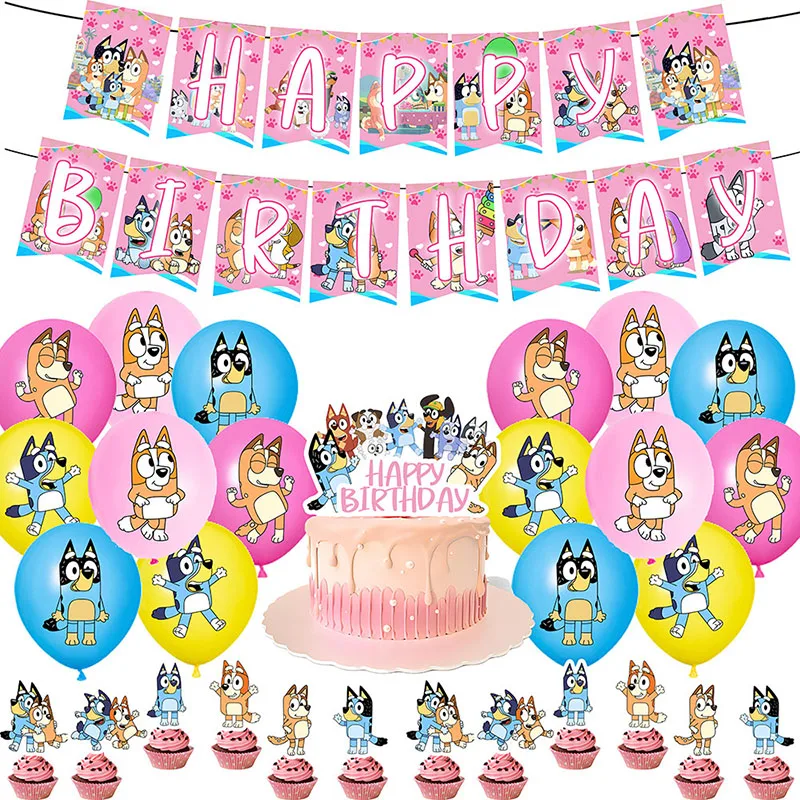 Bluey-Pink-Birthday-Party-Decoration-Theme-Paper-Plate-Cup-Tissue ...