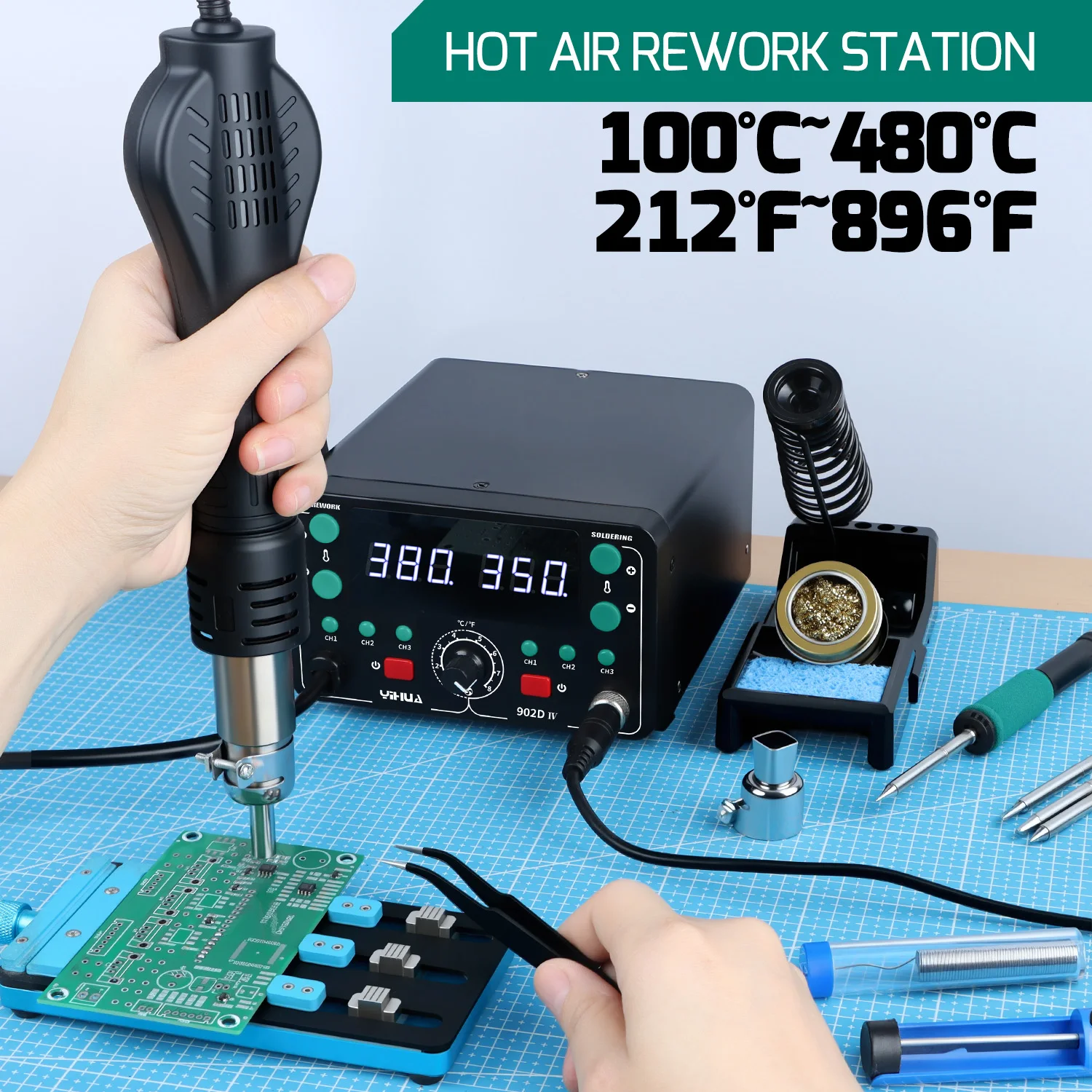 Паяльная станция YIHUA 902D-IV 2 в 1 775 Вт | AliExpress