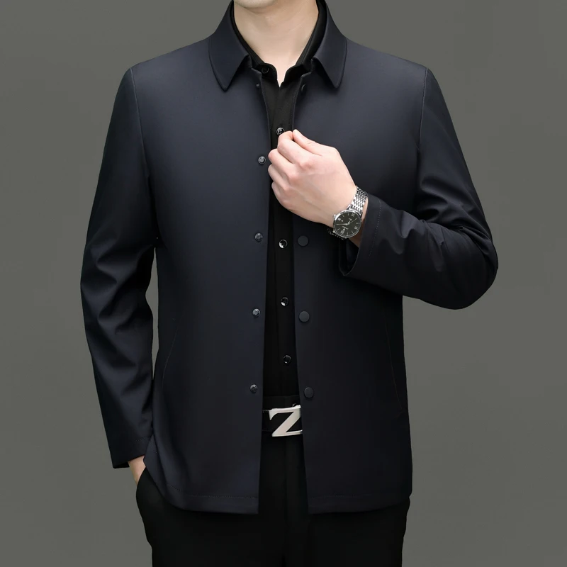 Men's Solid Color Button-Up Jacket High Quality Business Casual Fashion ...