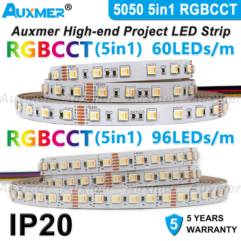 Led Strip Lights Rgbcct | Rgbcct Led Strip 90ledm | 5in1 Rgb Cct Led ...
