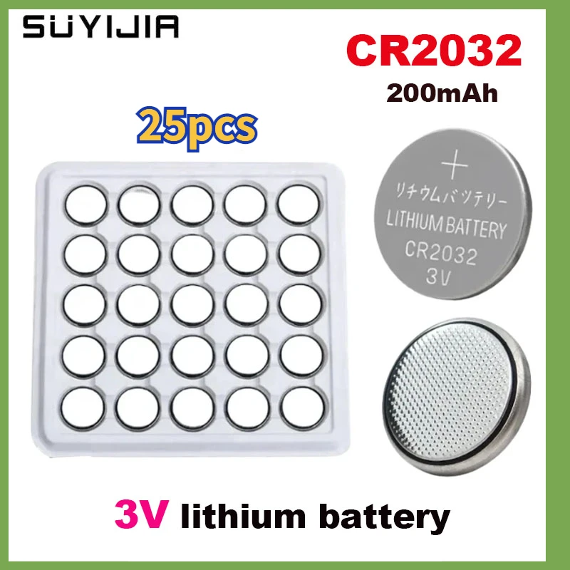 25-100PCS-CR2032-200mAh-CR-2032-Button-Battery-3V-Lithium-Battery-for ...