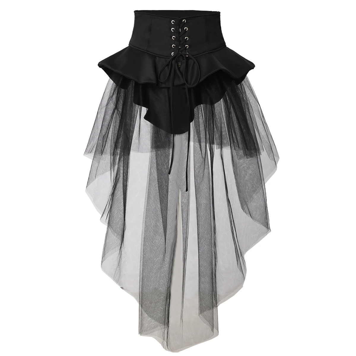 Women Gothic Punk Corset Skirt Irregular Cocktail Tulle Belt Skirts ...