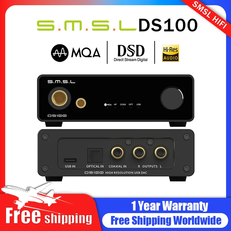 SMSL-DS100-High-Resolution-Audio-Decoder-USB-MQA-CD-XU316-Decktop-DAC ...