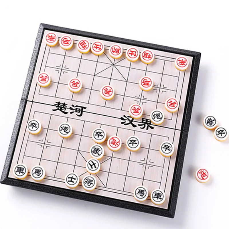 Portable Xiangqi Chinese Chess Set Magnetic Foldable Board Game Chess ...
