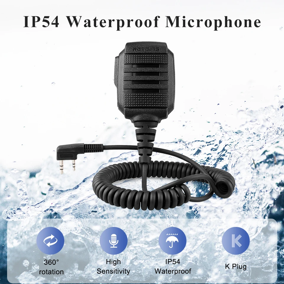 RETEVIS HK006 IP54 Waterproof Microphone Walkie Talkie Tangent Mic ...