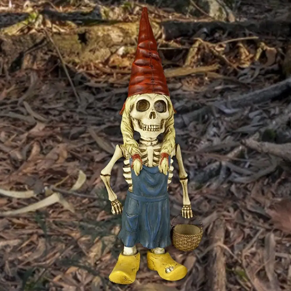 Halloween Skeleton Gnome Garden Sculpture | Gifts Flash