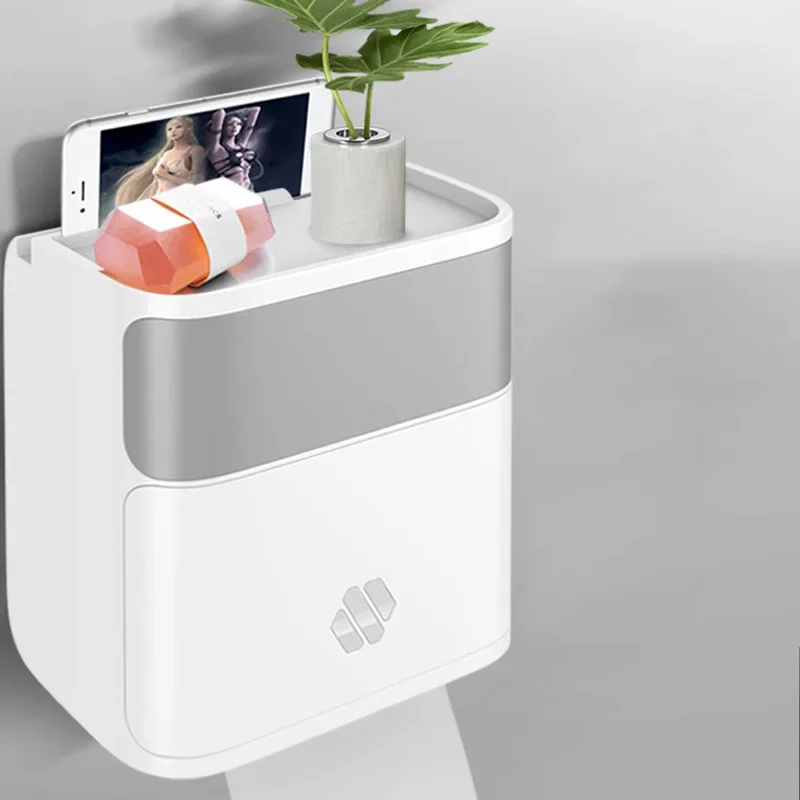 Soporte-de-papel-higi-nico-para-ba-o-caja-de-almacenamiento-impermeable-estante-de ...