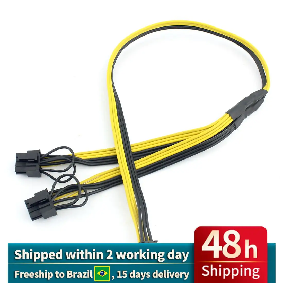 PCI E PCI Express 6P to Dual 2Port 8P 6+2 Pin male to male Adapter GPU ...