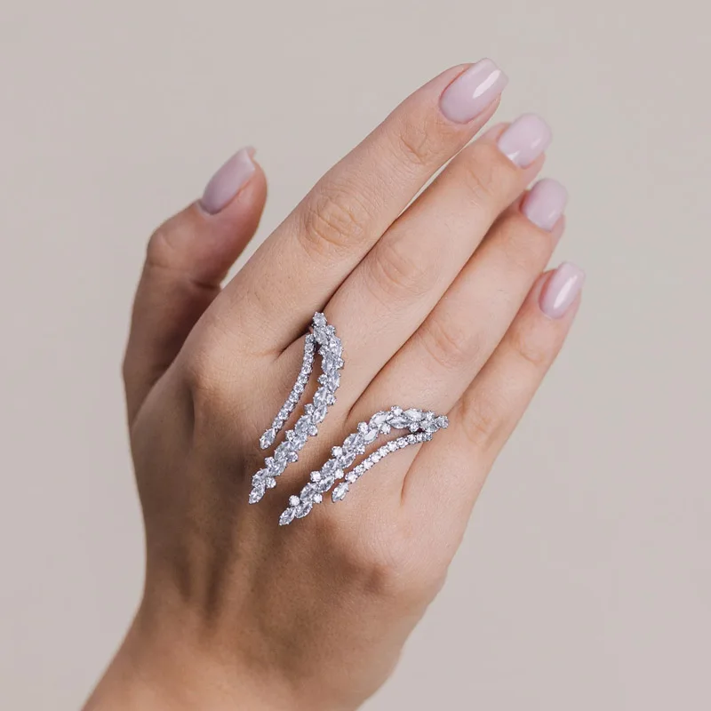 Stonefans-Cubic-Zirconia-Two-Finger-Rings-Adjustable-Jewelry-for-Women ...