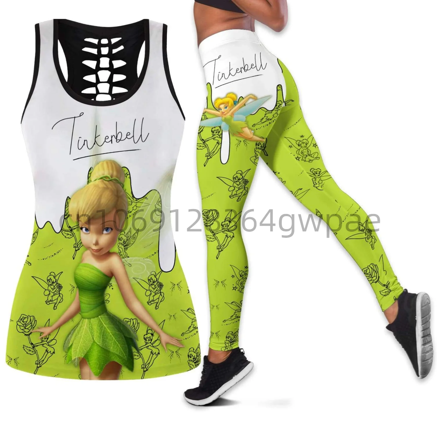 Tinker-Bell-Women-s-Cutout-Tank-Top-Leggings-Yoga-Set-Summer-Fitness ...