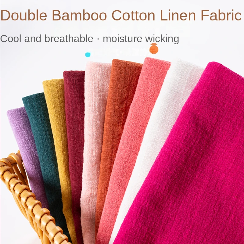 Double Bamboo Cotton Linen Fabric By The Meter for Clothes Dresses ...