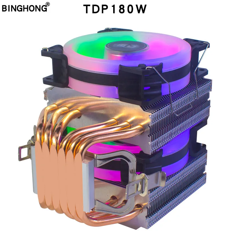 Pure copper 6 heat pipe CPU radiator 90MM 4PIN PWM silent fan for INTEL ...