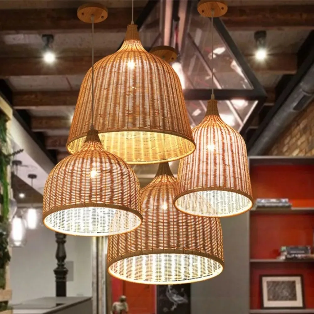 New-Bamboo-Wicker-Rattan-Wave-Shade-Pendant-Light-Hanging-Ceiling-Lamp ...