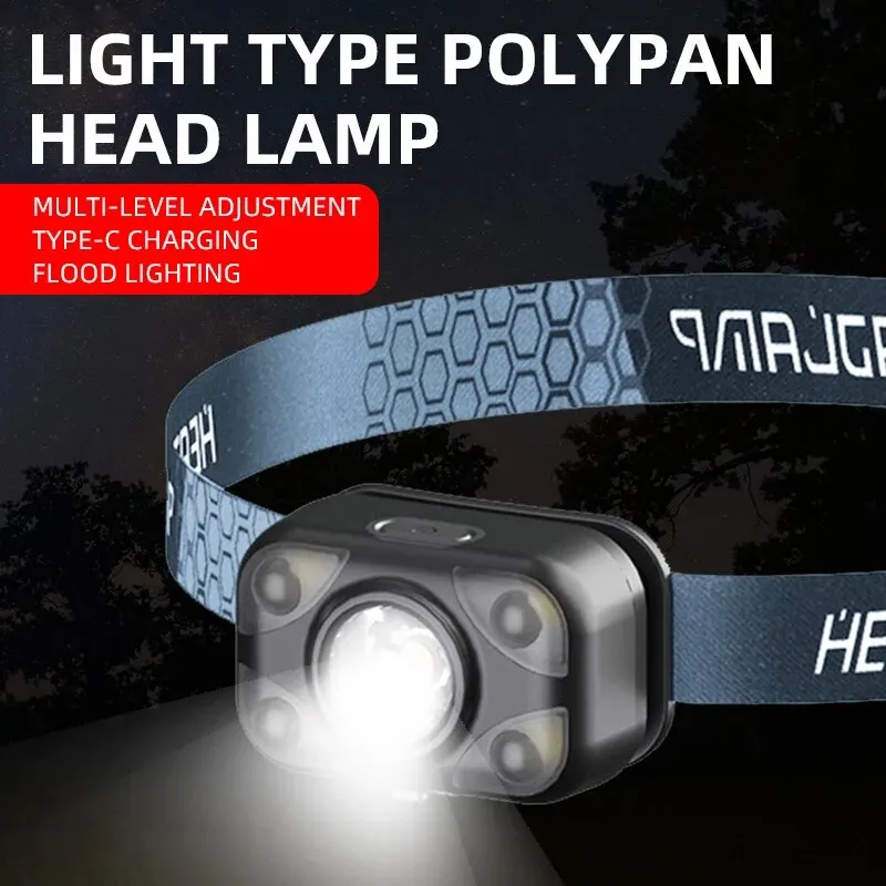 LED-Headlamp-Induction-Light-Flashlight-Rechargeable-Fishing-Lamp-Light ...