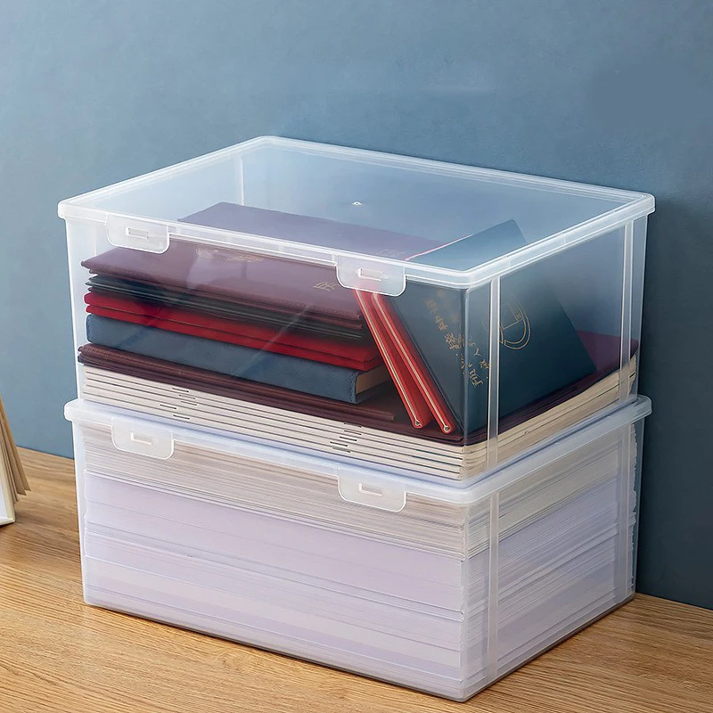 Desktop-File-Storage-Box-With-Transparent-Tape-Cover-Dustproof-And ...
