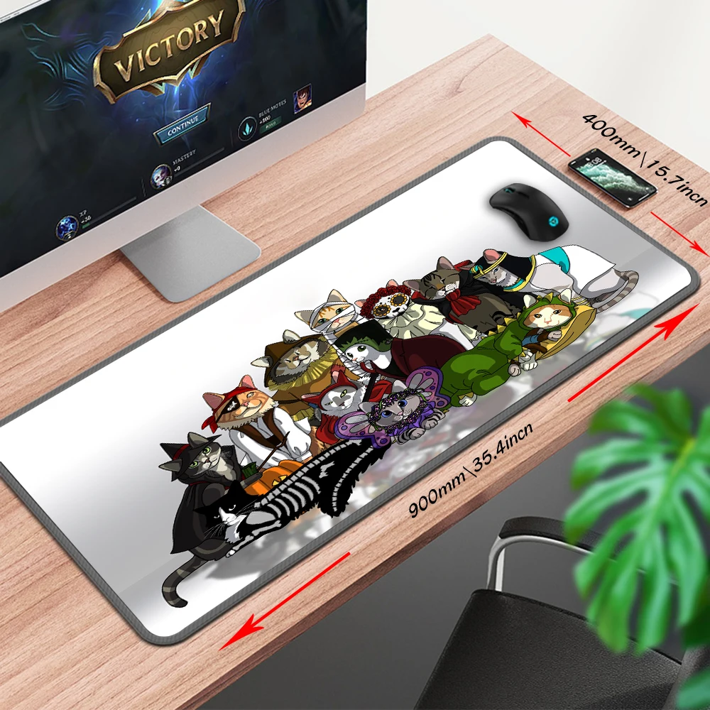 Student Mouse Pad Printing Halloween Theme Picture Cute Feline Desk Mat ...