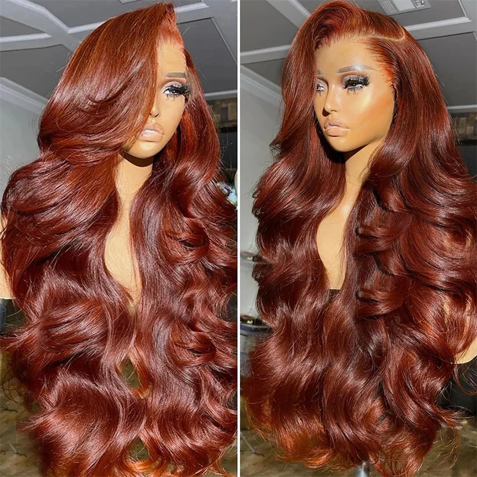 GURENYUN-Perruque-Lace-Front-Wig-naturelle-cheveux-humains-brun-roux ...
