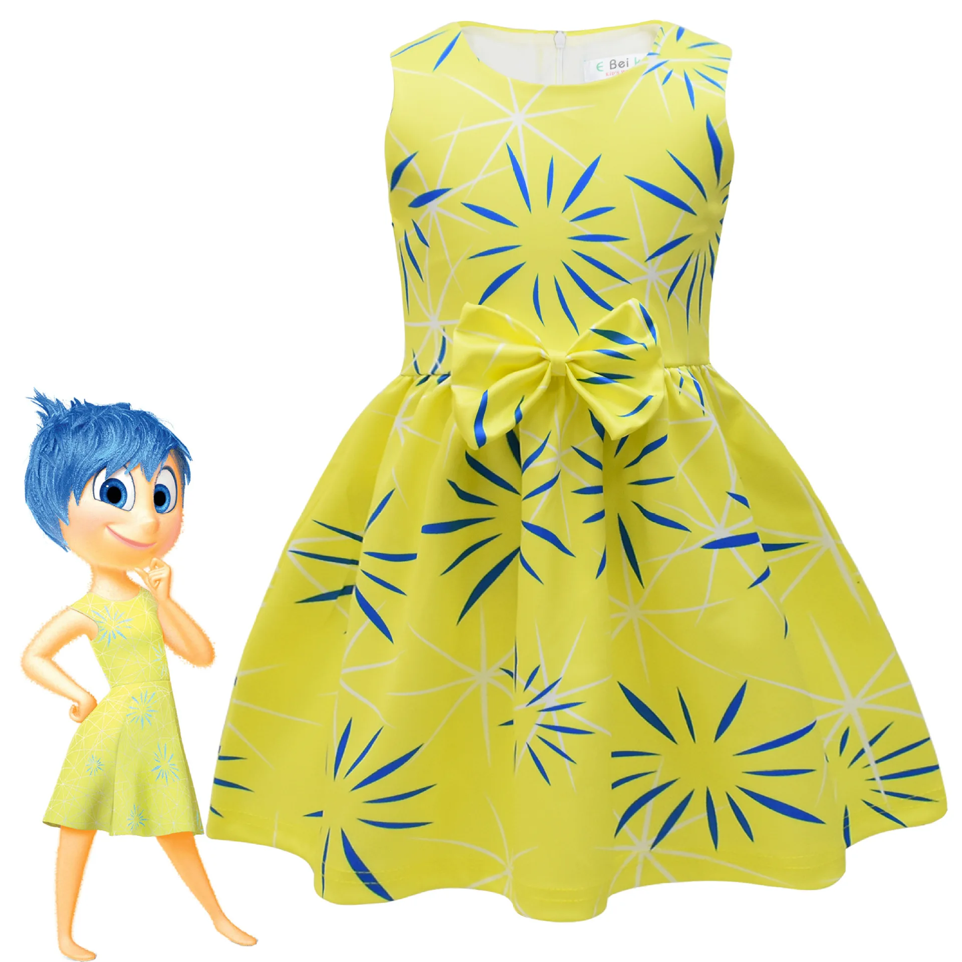 Disfraz de princesa Disney Inside Out Joy Disgust + peluca para niñas ...