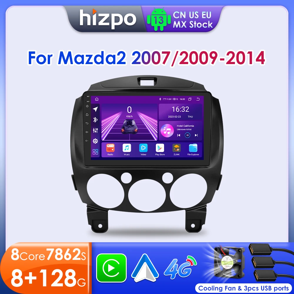 Hizpo 2din Android 13 Car Stereo For MAZDA 2 Mazda2 2007-2014 Radio ...