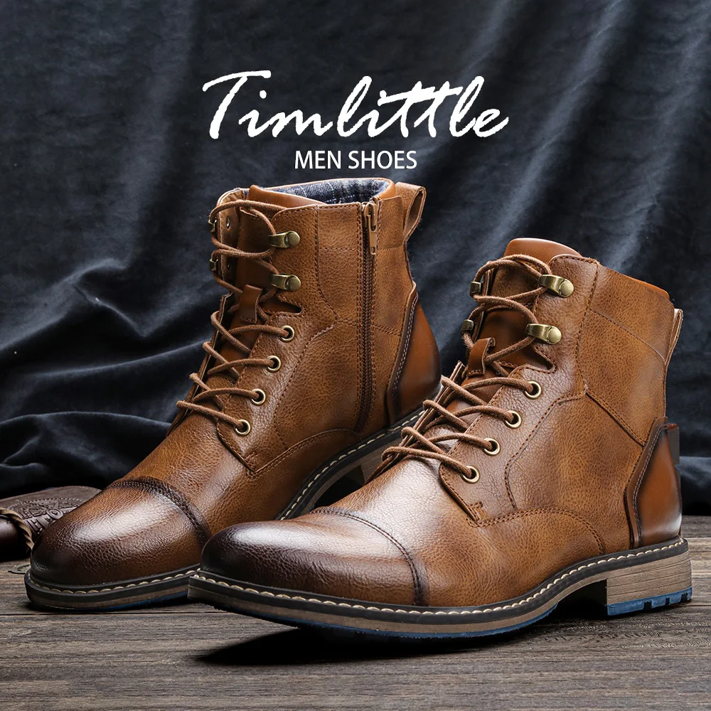 Botines-de-cuero-hechos-a-mano-para-hombre-zapatos-Retro-de-alta ...