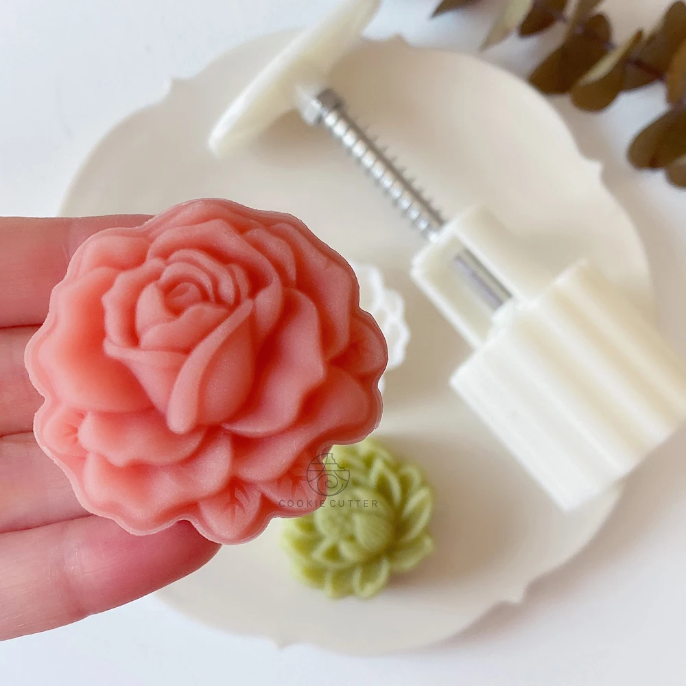 5-Style-50g-Flower-Shaped-Mooncake-Mold-Valentines-Day-Rose-Mold-Hand ...