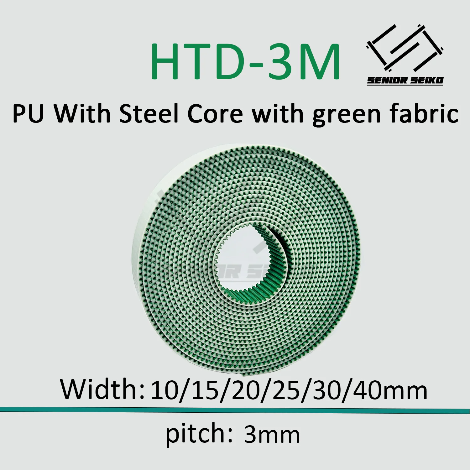 HTD-3M-Green-Open-Timing-Belt-Width-10-15-20-25-30-40mm-Polyurethane ...