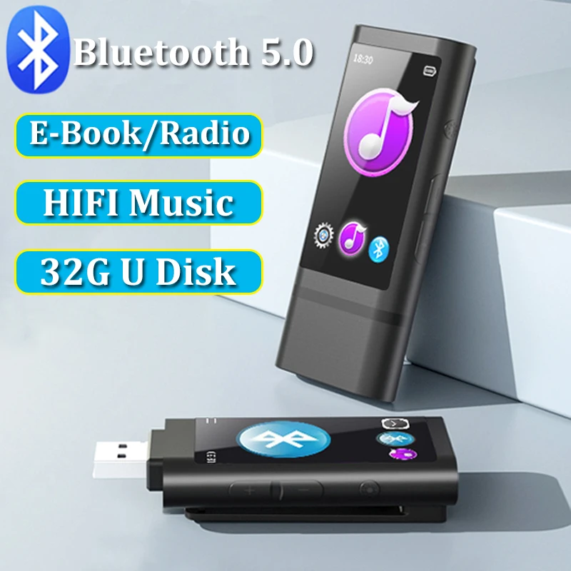 Mini mp3 player bluetooth música walkman 32g u disco com 1.9 Polegada ...