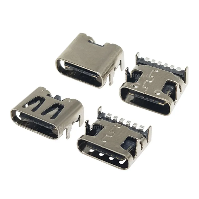 10pcs-Type-C-USB3-1-Female-6Pin-SMT-Socket-Connector-Placement-SMD-DIP ...