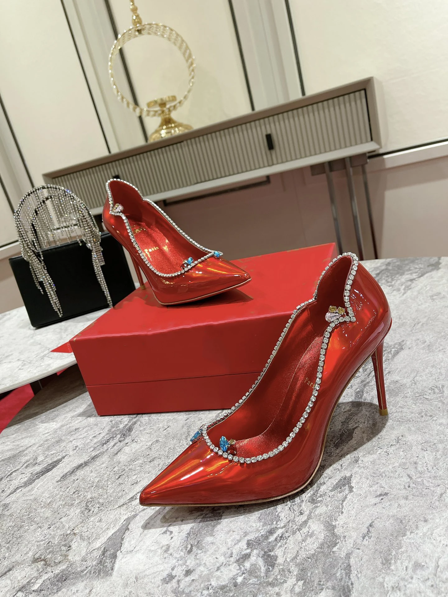 SHOES-RED-BOTTOM-Women-s-High-Heels-Red-Shiny-Wave-Lacquer-Leather ...