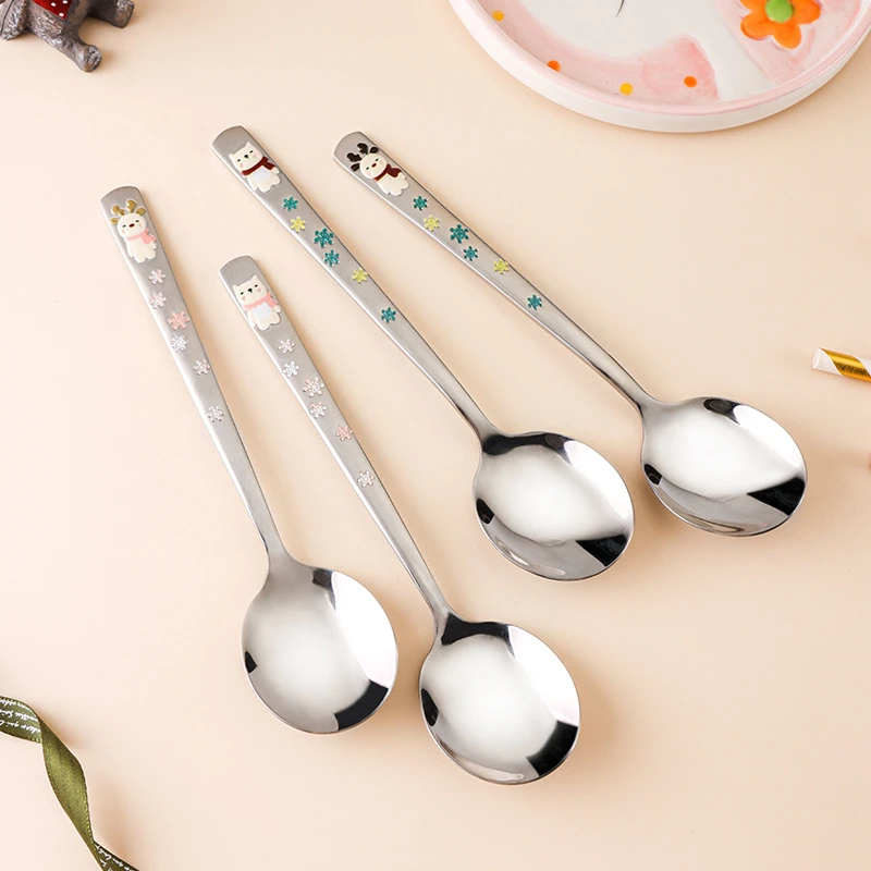 304 Stainless Steel Korean Spoon Embossed Cute Cartoon Elk Spoon spoon ...