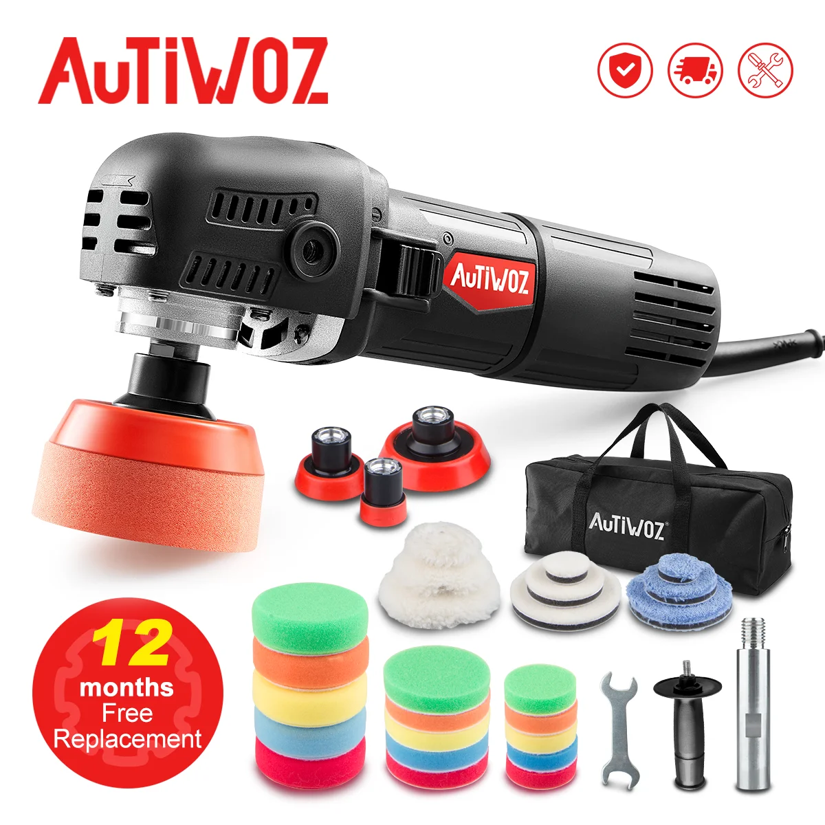 AUTIWOZ 1-3Inch Polishing Machine Mini Car Polisher With Extension Rod ...