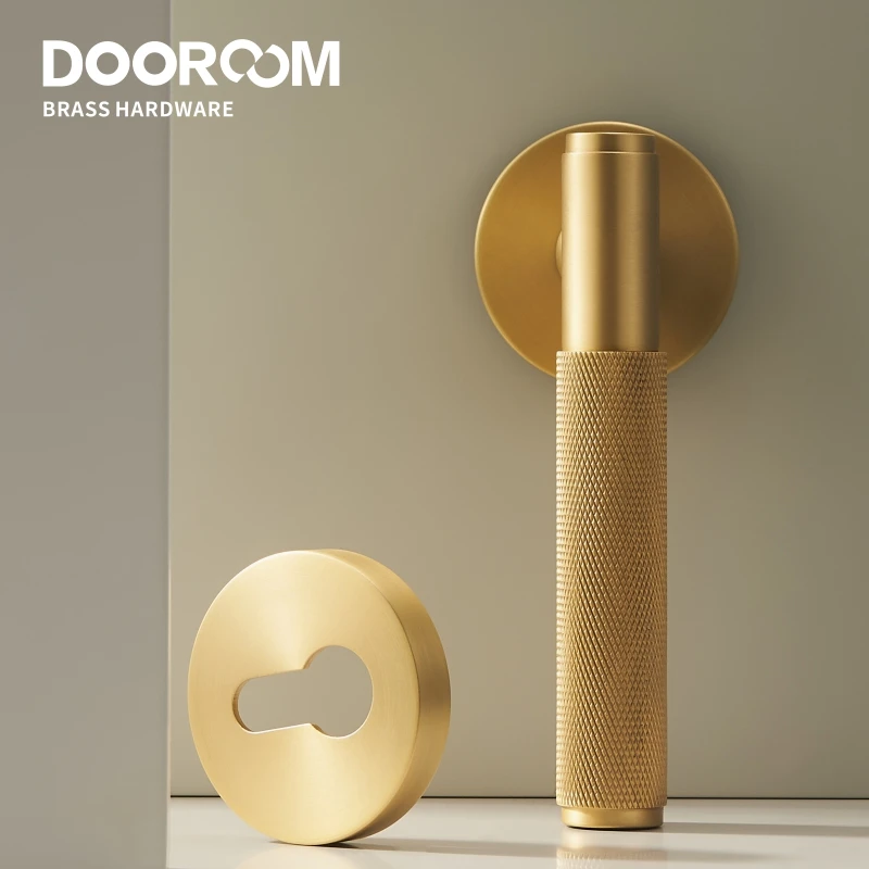 Dooroom Brass Door Lever Set Knurled Privacy Passage Dummy Thumbturn ...