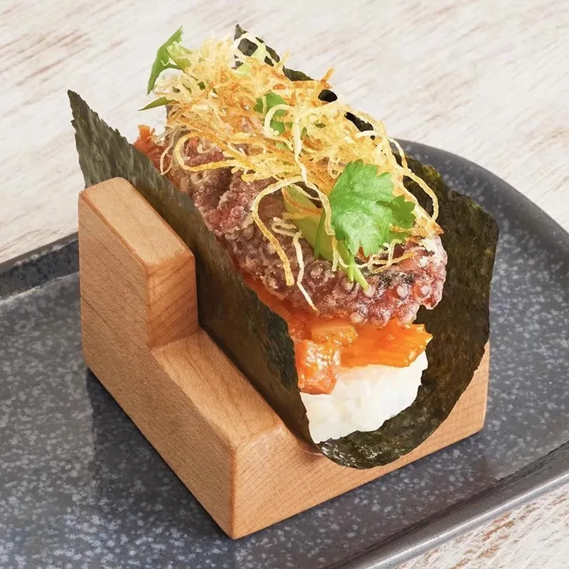 Wooden-Sushi-Rack-Display-Stand-Japanese-Roll-Food-Tray-Taco-Tortillas ...